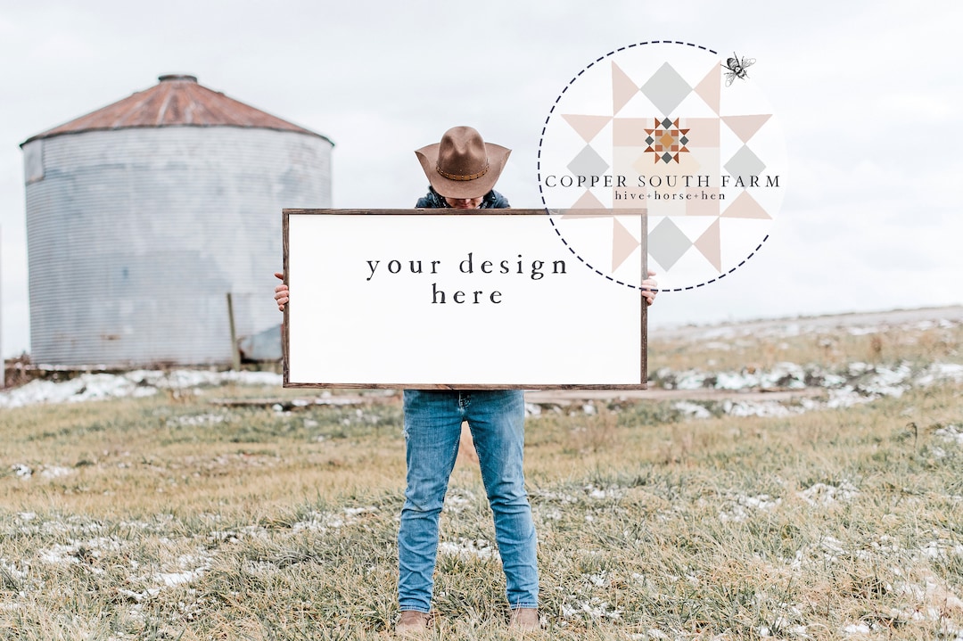 24x48 Farmhouse Wood Sign Mockup | Model Mockup | Farm and Country ...