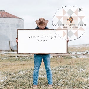 24x48 Farmhouse Wood Sign Mockup | Model Mockup | Farm and Country ...
