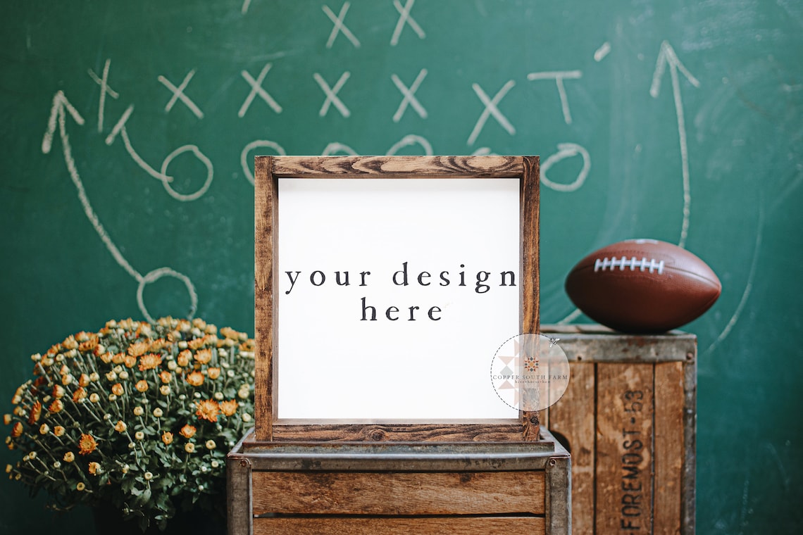 12x12 Blank Stained Farmhouse Sign Football Season Theme - Etsy