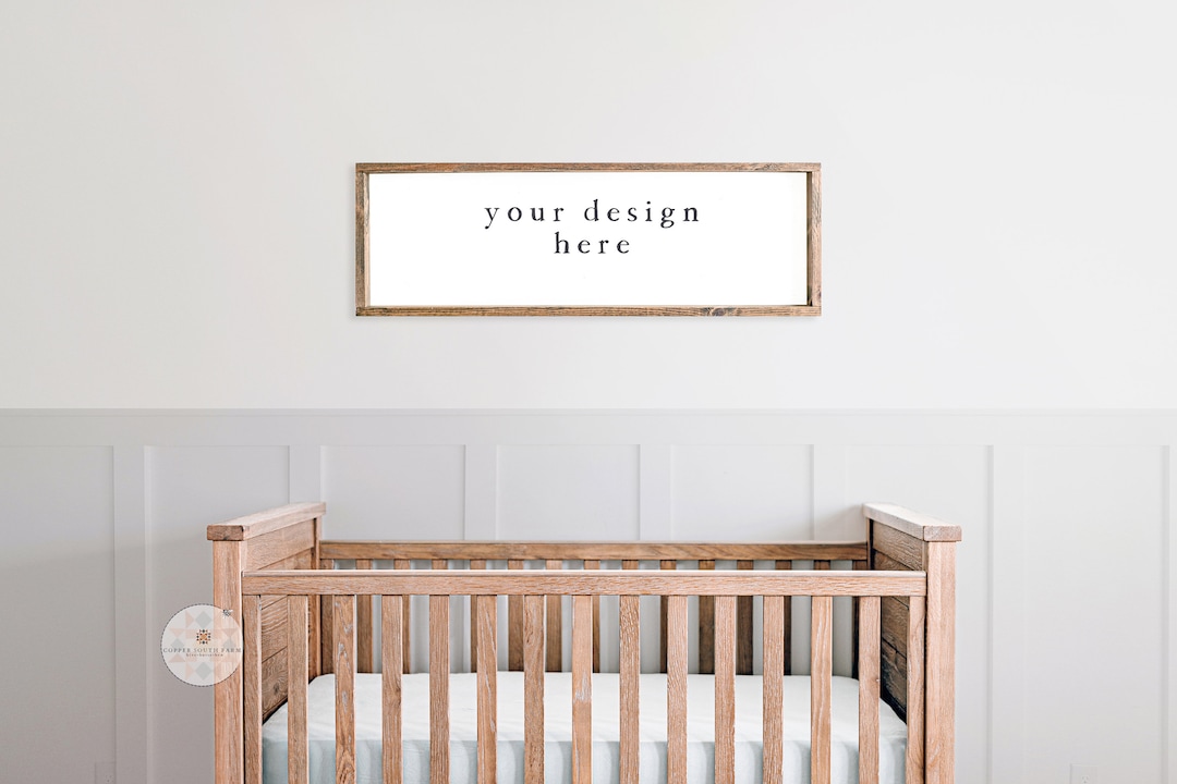 Blank Wooden Sign | Baby's Nursery Theme | 12x36 Cute Wood Sign Mockup ...