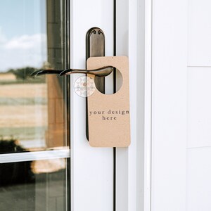 Craft Paper Door Hanger Sign Mockup | Door Handle Sign Mockup | Door ...