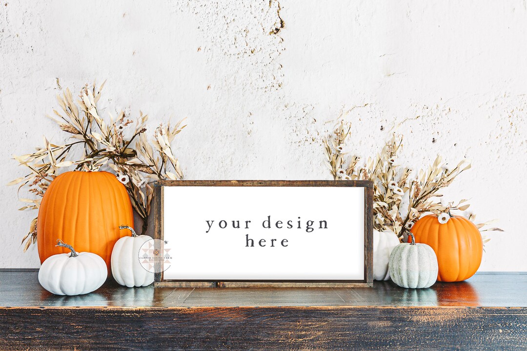 Farmhouse Fall Theme | 12x24 Blank Wood Sign Mockup | Above Bed Decor ...