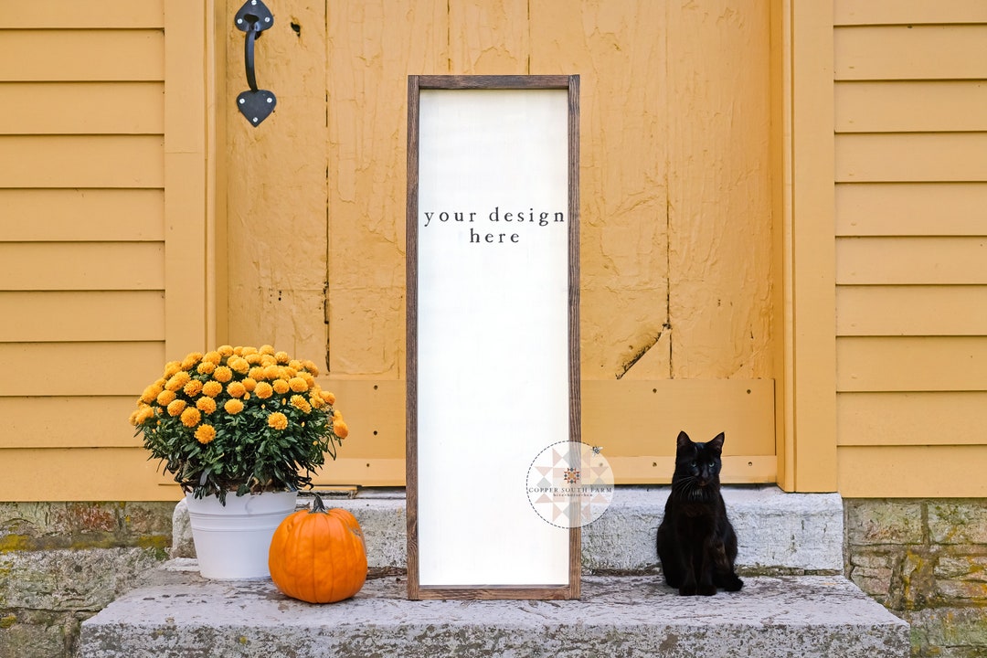 12x36 Blank Wood Sign JPEG Mockup | Fall Porch Scene | JPEG Product ...