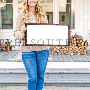 12x24 Blank Wood Sign JPEG Mockup | Porch Scene With Model | JPEG ...