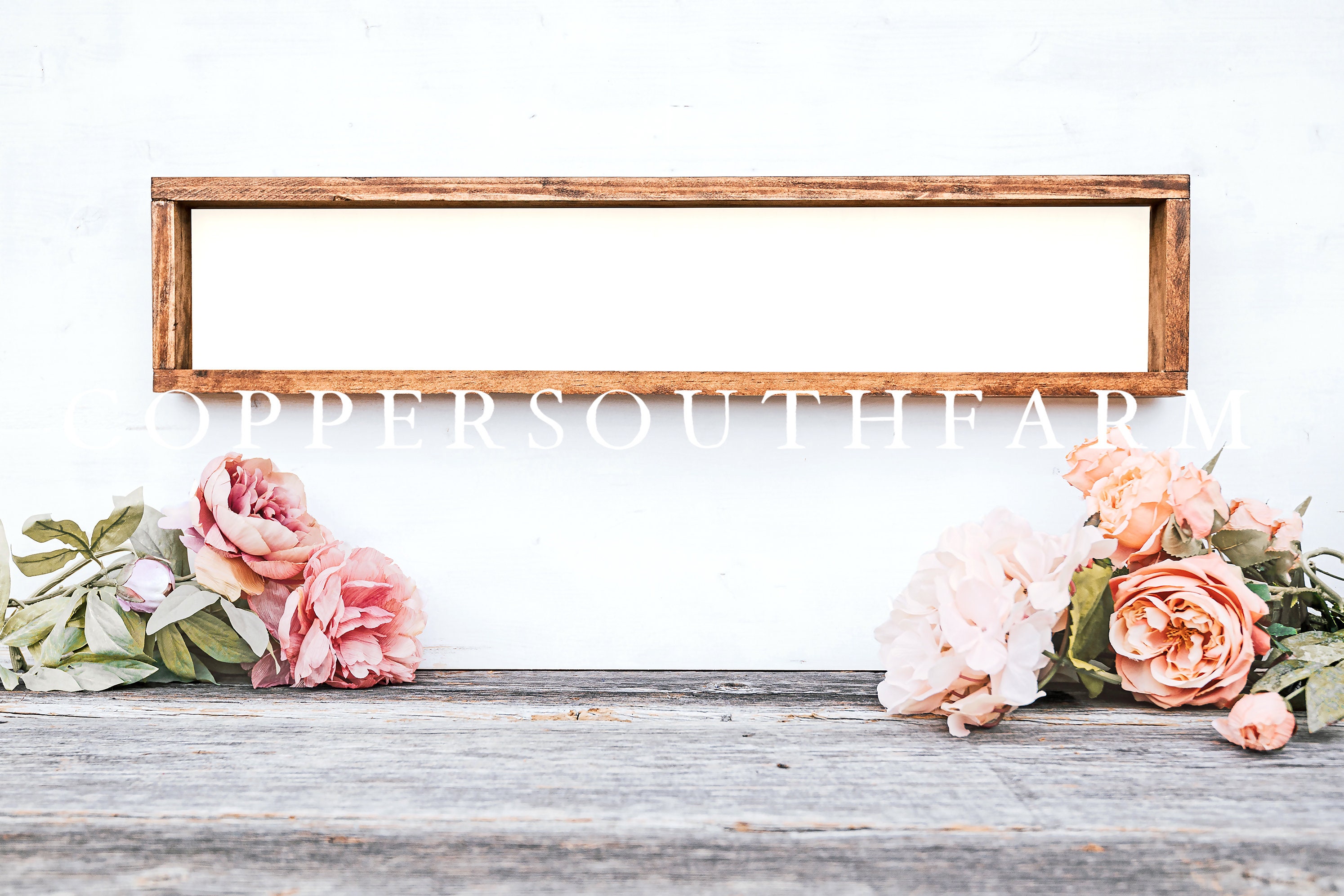 Simple Floral Theme 7x33 Blank Wood Sign Mockup Above Bed - Etsy