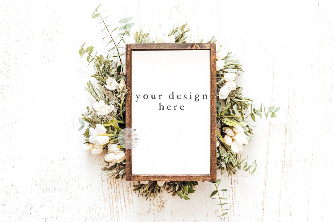 12x18 Blank Farmhouse Sign | Simple Blooming Spring Scene | Wood Sign ...