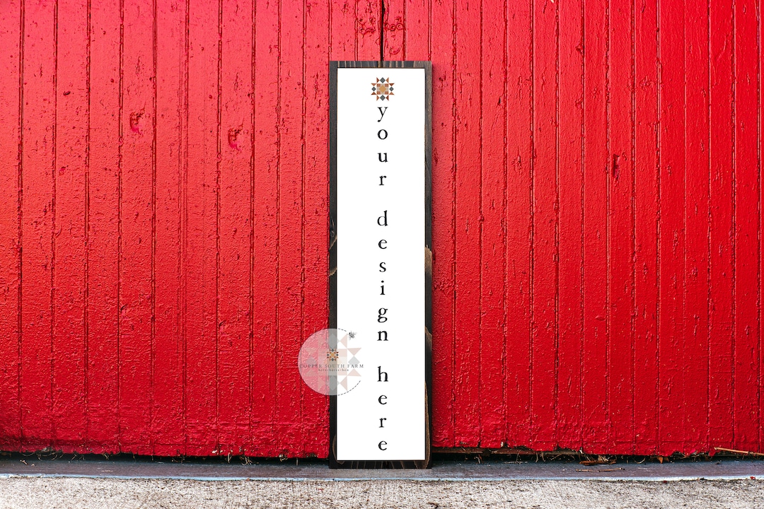 Red Barn Scene | White Wood Sign Mockup | Rustic Porch Sign | 12x48 ...