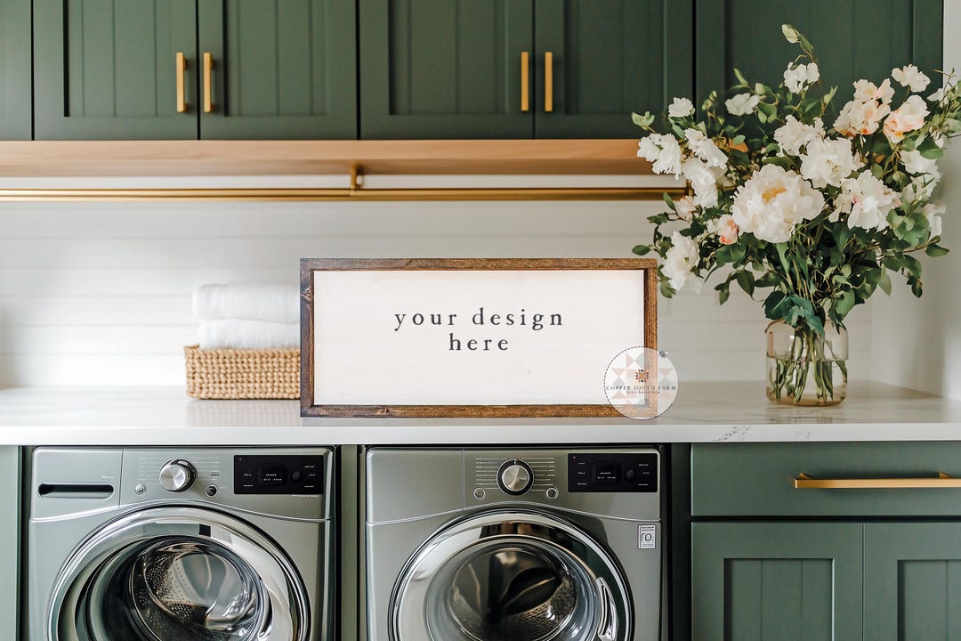 8x18 Farmhouse Frame Mockup | Cozy Laundry Room Scene | JPEG Mockup - Etsy