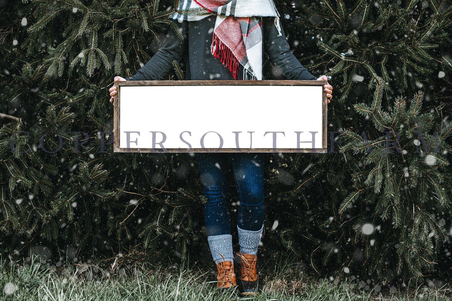 12x36 Farmhouse Wood Sign Mockup | Model Mockup| Christmas Tree Farm ...