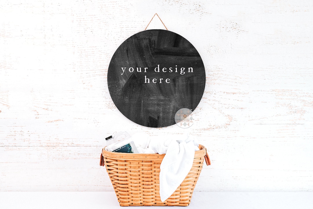 Round Laundry Room Sign Mockup | Laundry Room Signs Mockup | Laundry ...