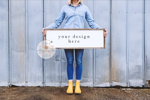 Wood Frame Mockup Cottage Signs 12x36 Blank Wood Sign | Etsy