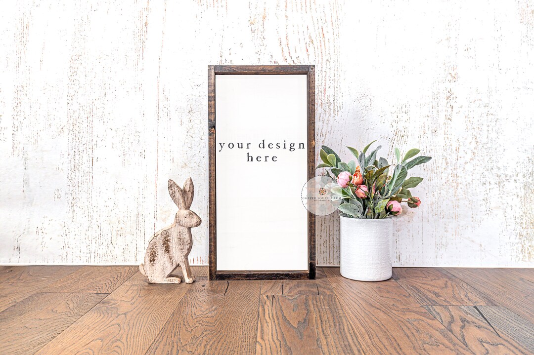 12x24 Farmhouse Wood Sign Mockup | Spring & Easter Theme | Blank Wood ...