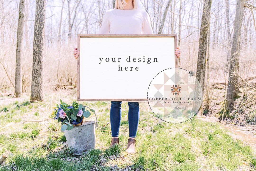 Flower Farm Scene | 24x36 Blank Farmhouse Sign | Wood Sign Mockup ...