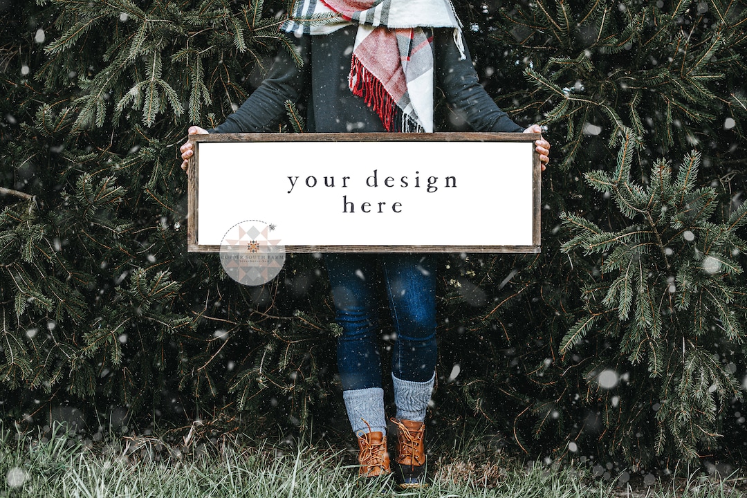 12x36 Farmhouse Wood Sign Mockup | Model Mockup| Christmas Tree Farm ...