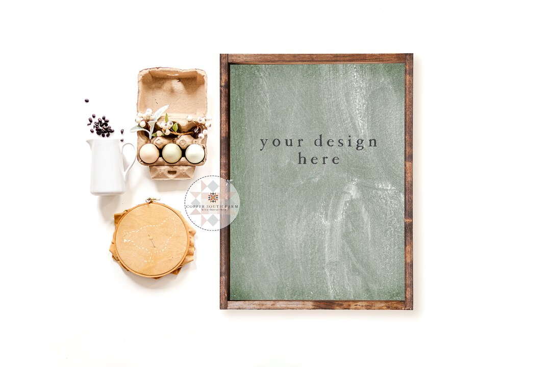 18x24 Green Chalkboard Farmhouse Sign Mockup | Simple Farmhouse Flatlay ...