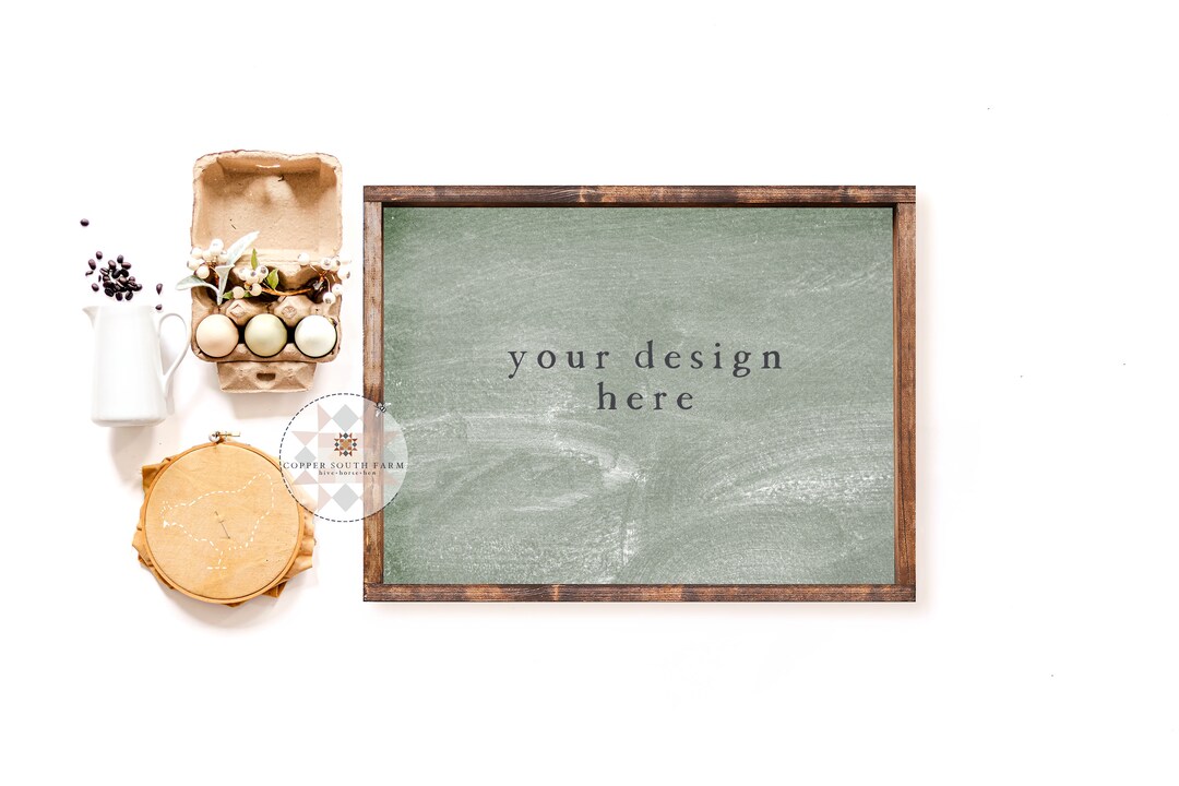 18x24 Green Chalkboard Farmhouse Sign Mockup | Simple Farmhouse Flatlay ...