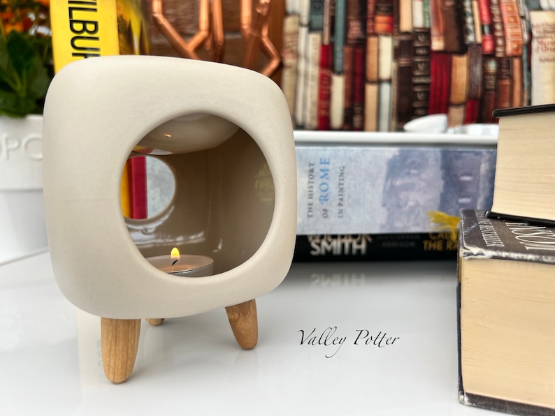 ROLLS ROYCE of Wax Melt Burner Stunning Subtle Matt Clay Cuboid Shaped ...