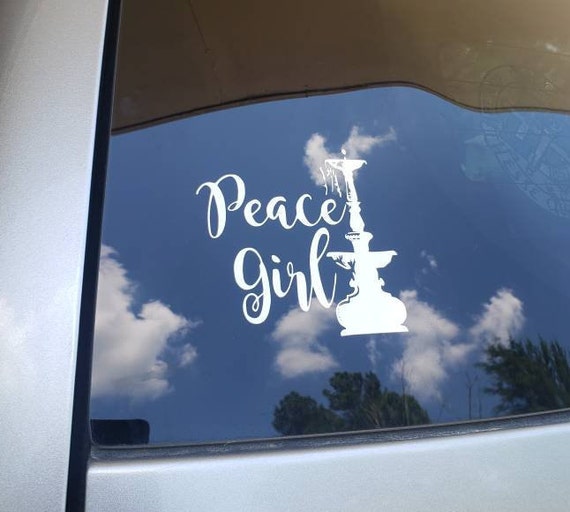 Peace Girl Fountain Car Decal in White | Etsy