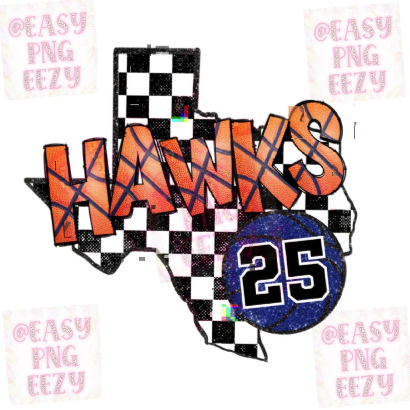 Hawks Sublimation Png/checkered/hawk Basketball/blue Black Glitter ...
