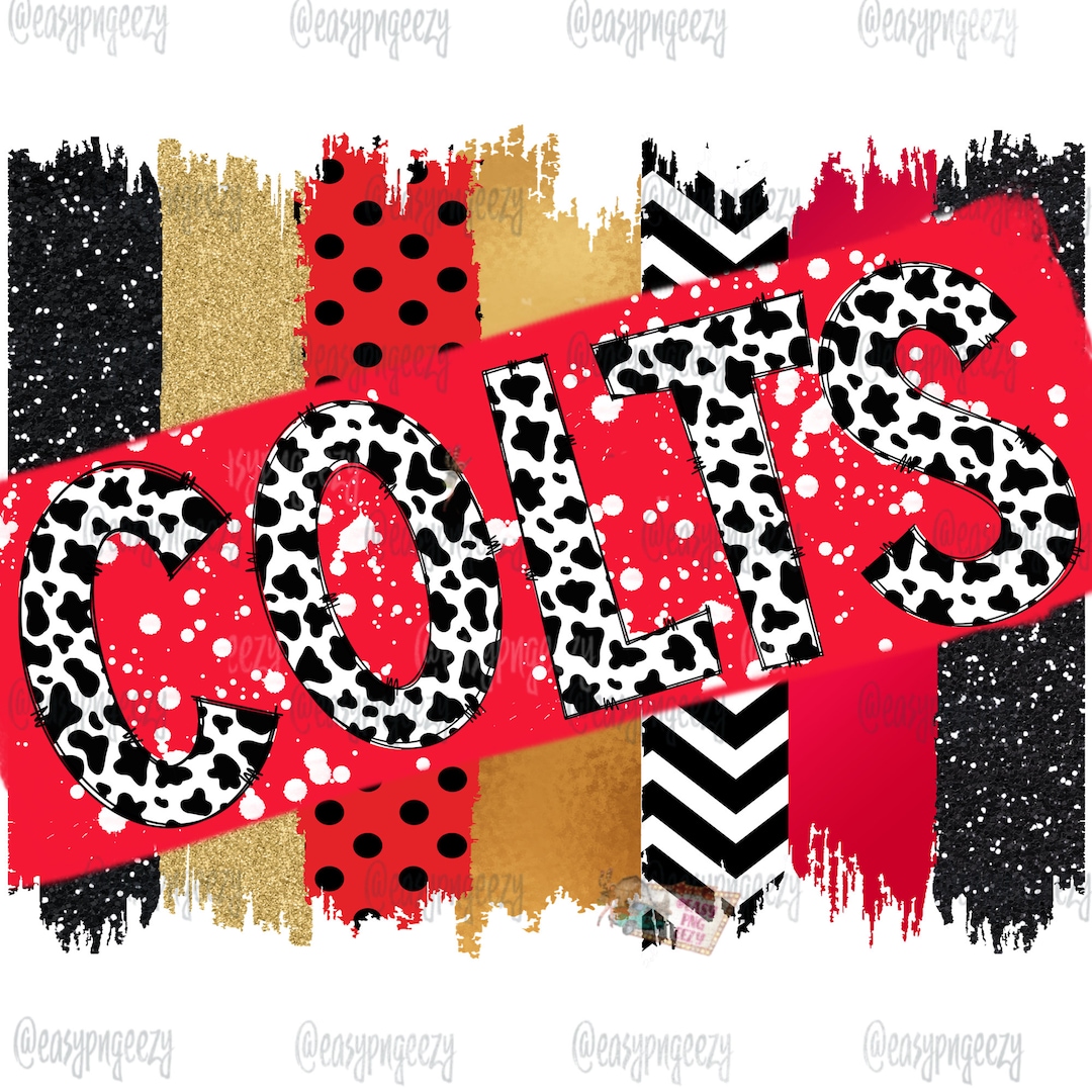 Colts Cow Print With Red Black Gold Swatches/chevron/polkadots/school ...