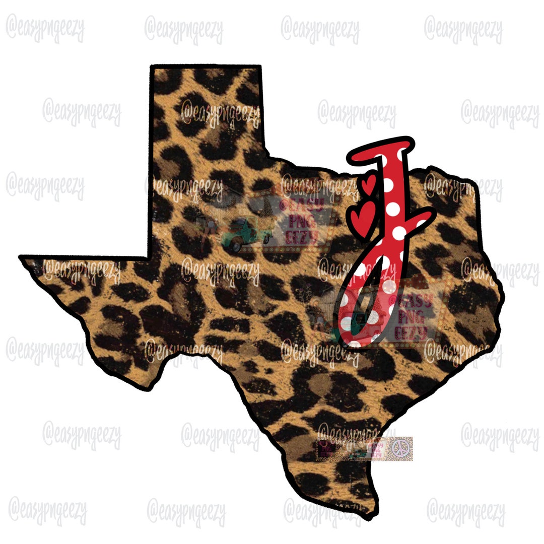 Brown Leopard Texas Sublimationinitial J/TX Png/j Monogram/texas Png ...