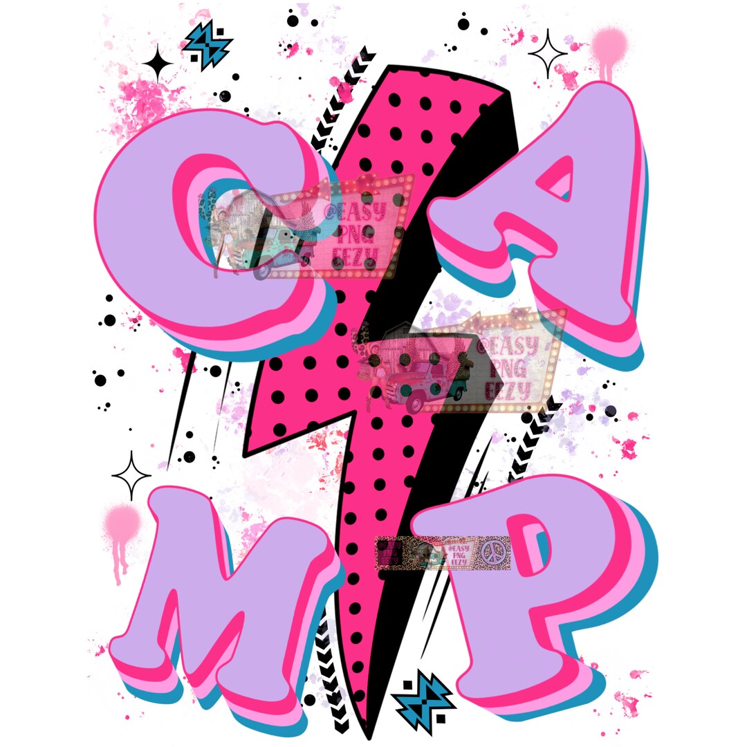 CAMP Sublimation Png/camper/summer Camp/lightening/bolt/cartoon/comic ...