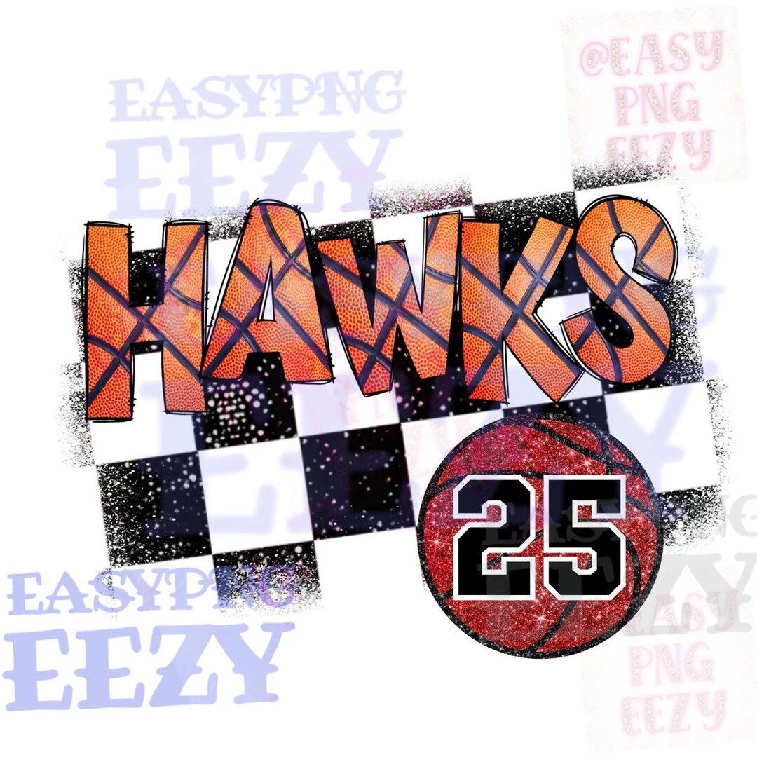 Hawks Sublimation Png/checkered/hawk Basketball/glitter/red Hawkmascot ...