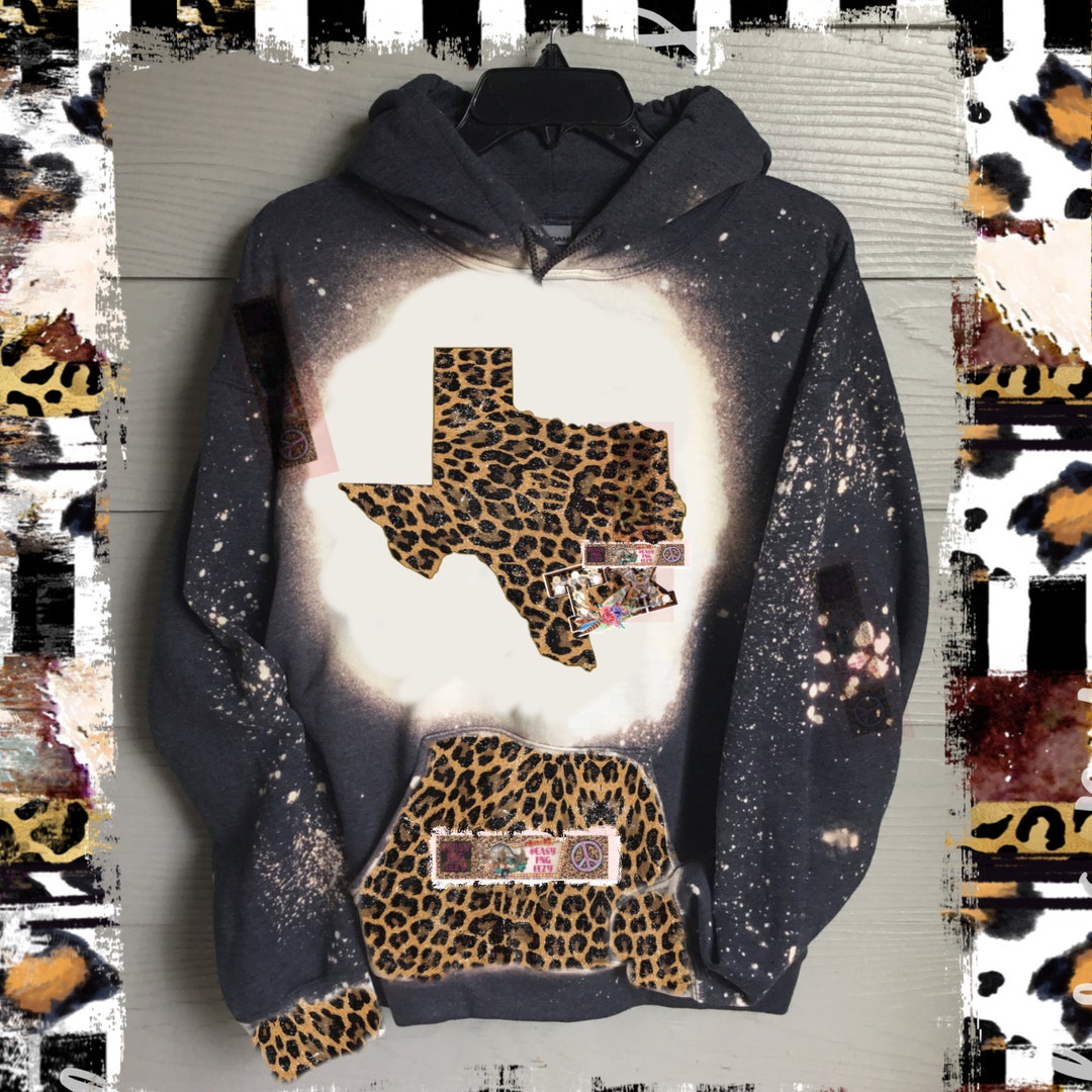 Leopard Print Texas Hoodie/leopard/texas/bleached Sweatshirt/cute Gift ...
