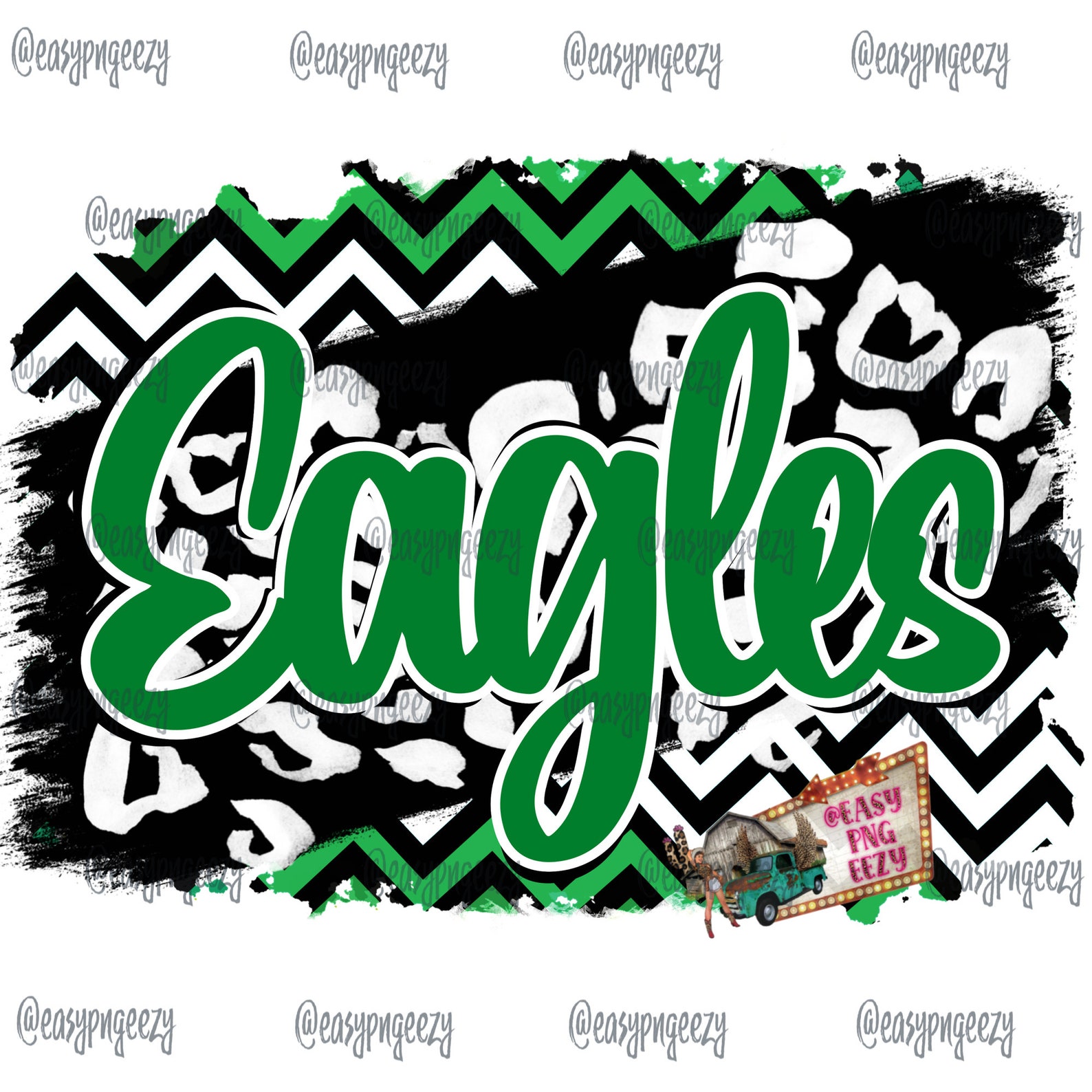 Green Eagles Sublimation Png/eagles Png/eagle Mascot/football Team ...