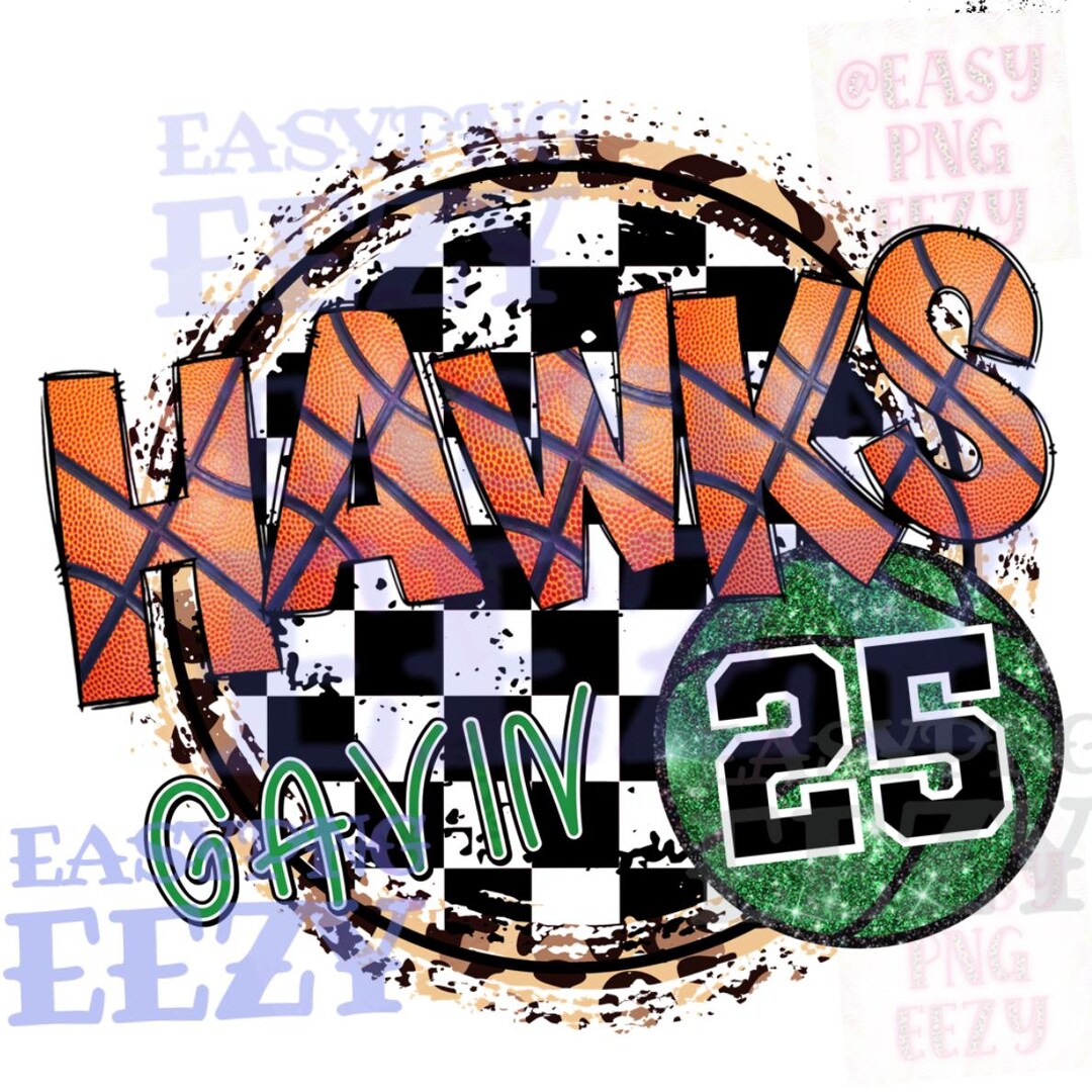 Hawks Basketball Png/checkered/hawk Pride/green Glitter/2025/customize ...