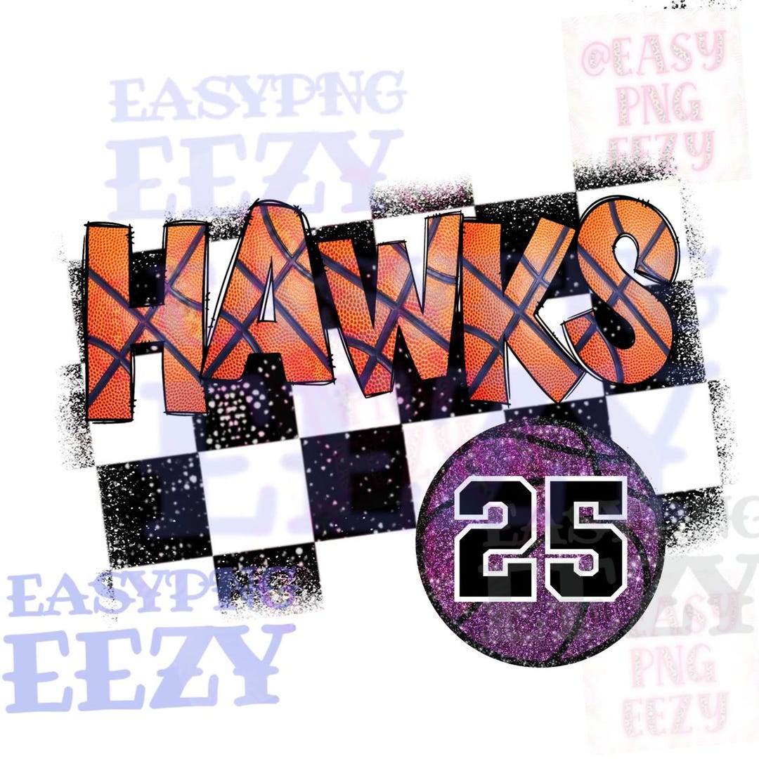 Purple Hawks Sublimation Png/checkered/hawk Basketball/glitter/fun ...