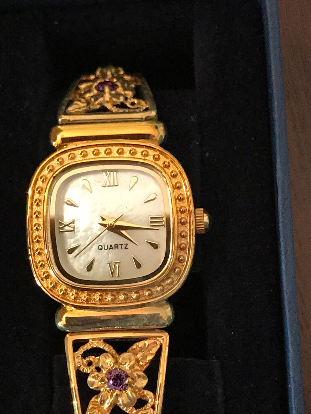 The Danbury Mint Watch With Amethyst & Peridots Stretch Band - Etsy