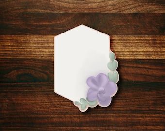 Floral Elongated Hexagon Plaque Skinny Floral Hexagon Plaque 3D Printed ...