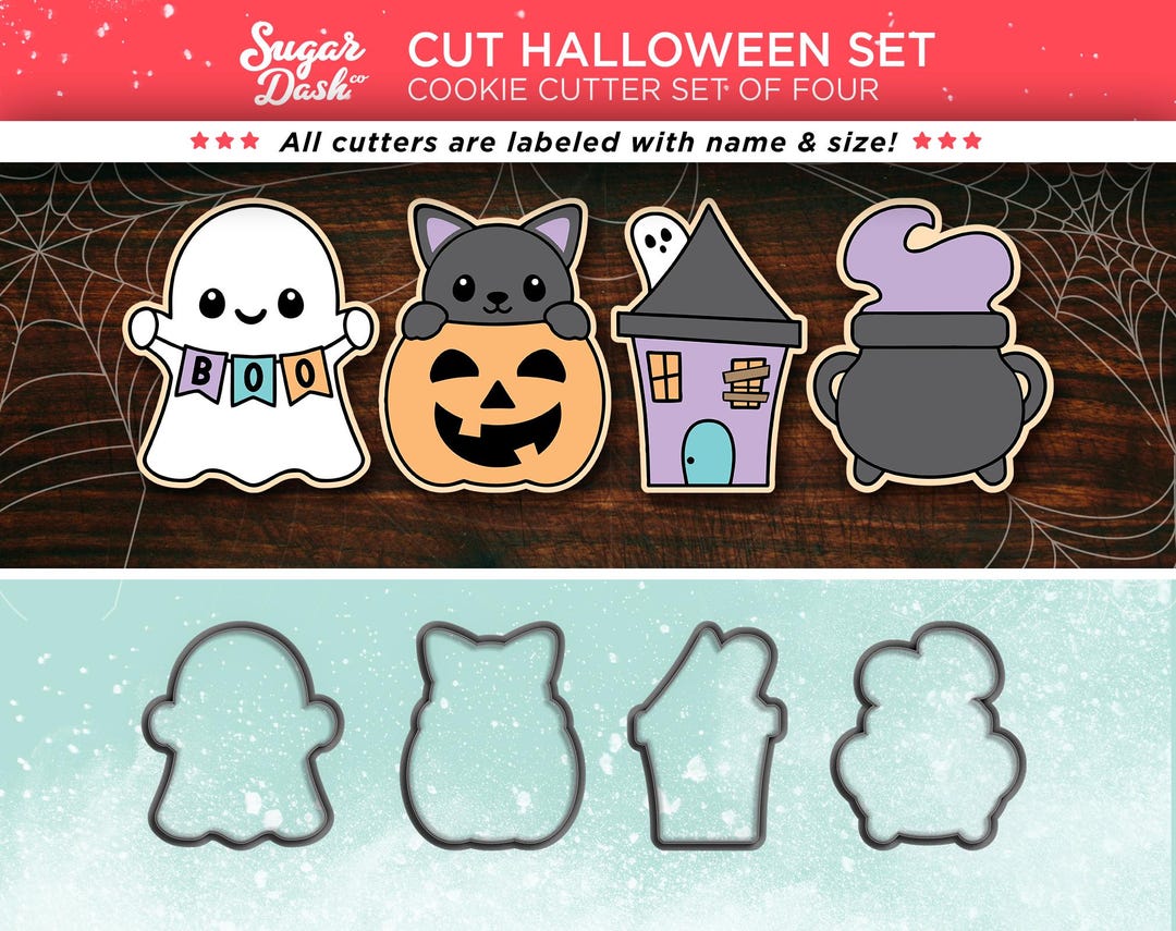 Halloween Cookie Cutter Set - Ghost, Pumpkin Cat, Haunted House ...