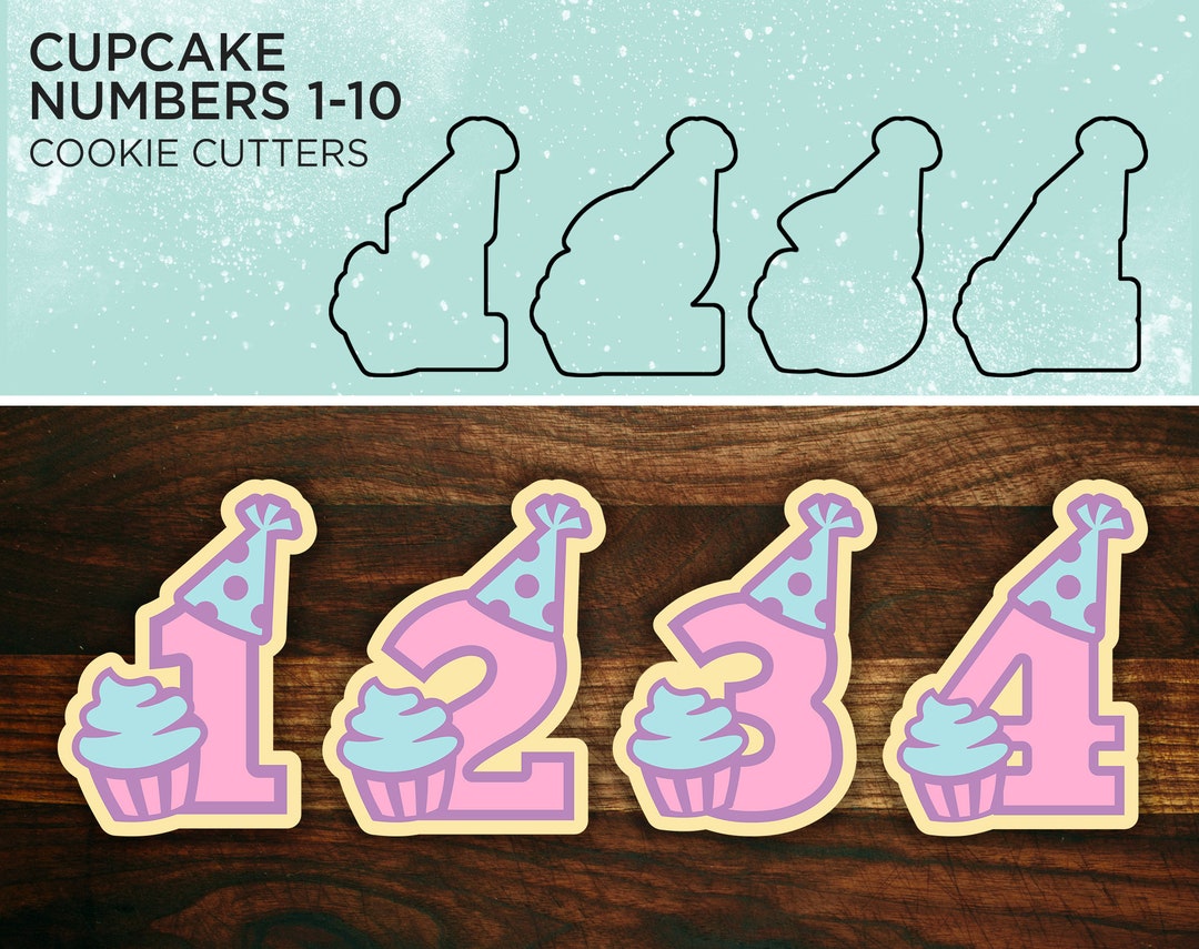 Birthday Cupcake Number Set 1-10 | Cookie Cutter Set of 10 - Style #11 ...