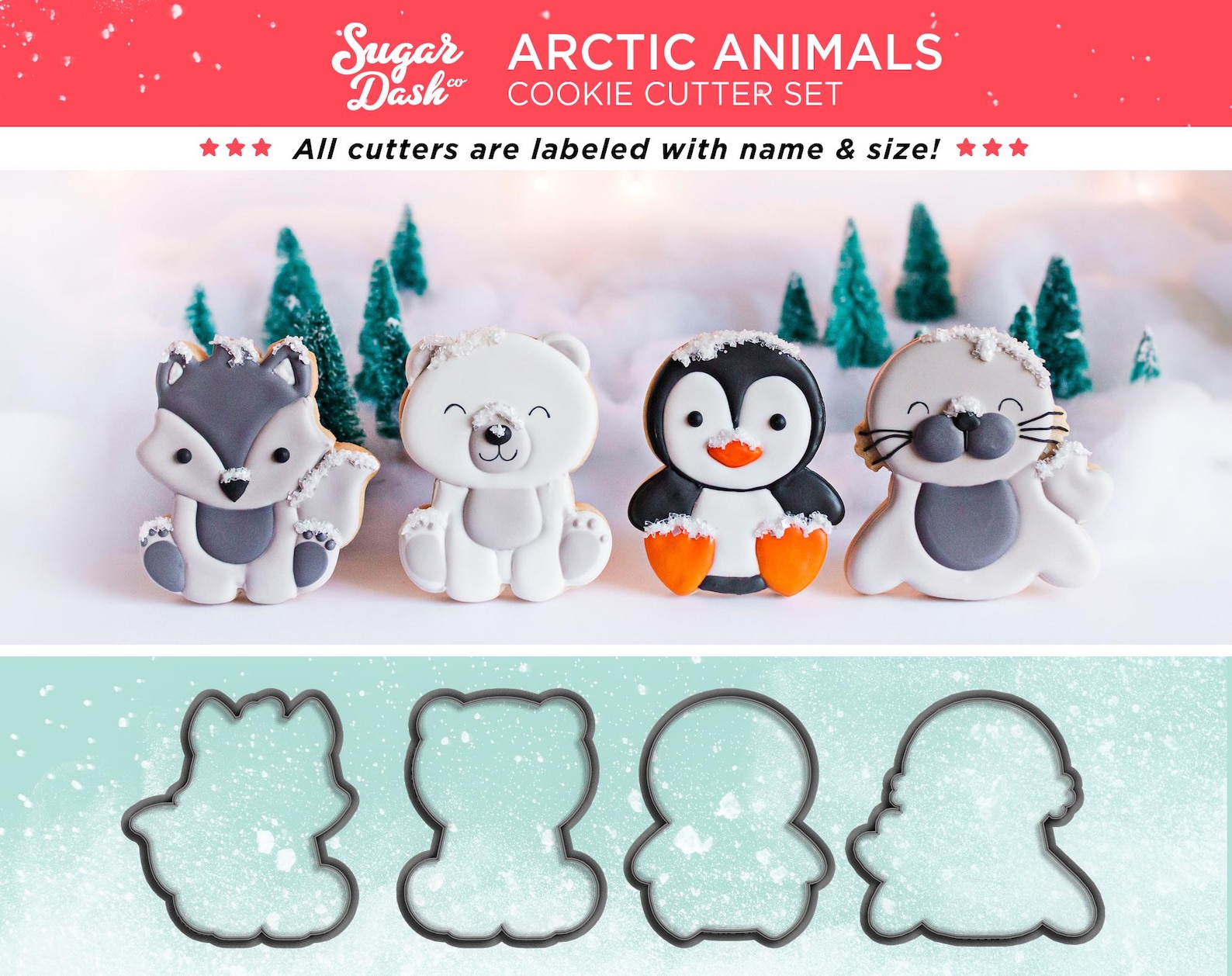 Arctic Animal Babies - Set of 4 Cookie Cutters - Etsy