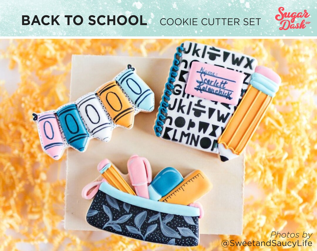 Back to School Cookie Cutters | Set of 3 Crayon Banner, Notebook ...