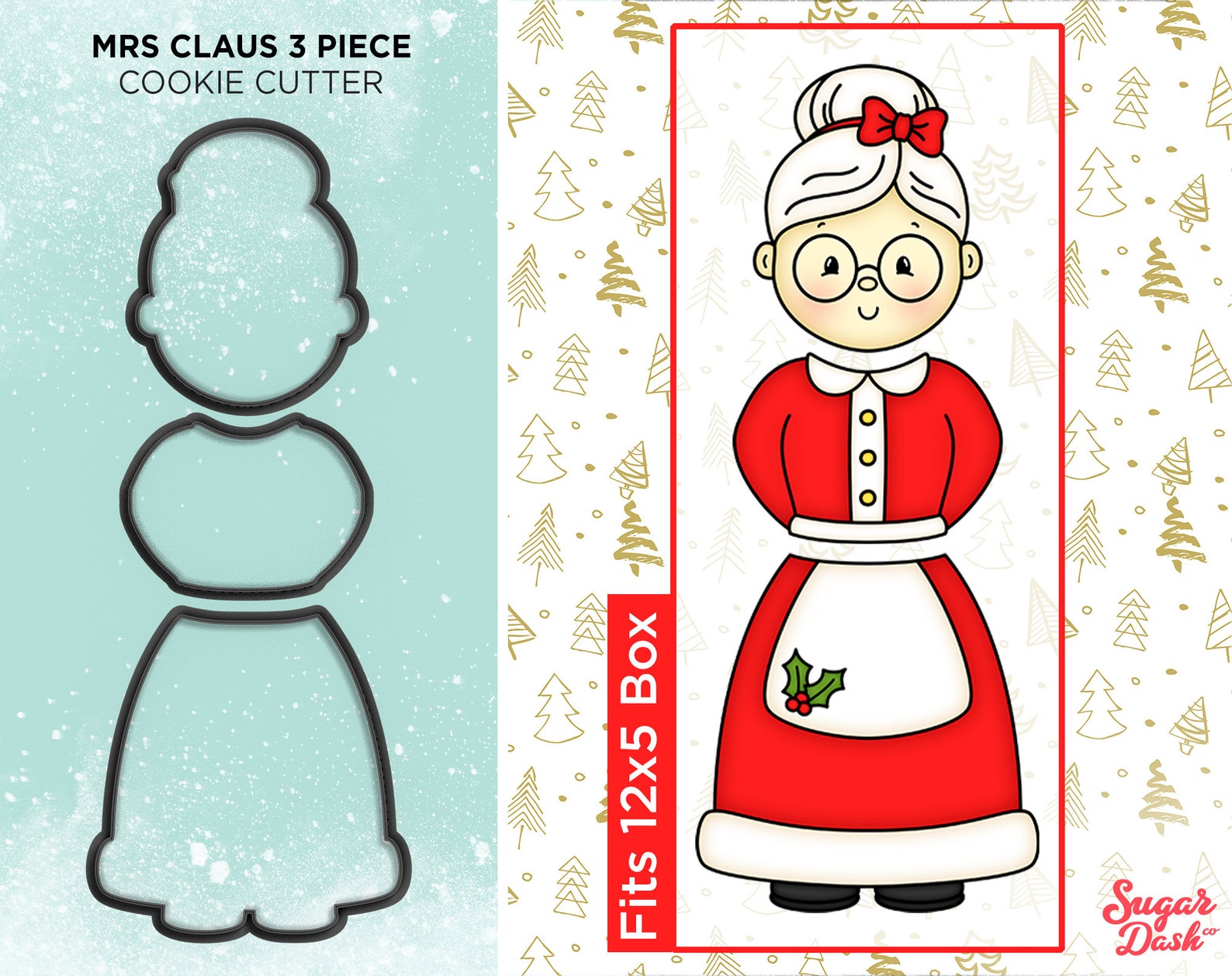 Mrs Claus - Christmas Cookie Cutter Set of 3 - Fits 12x5 BRP Box - Etsy
