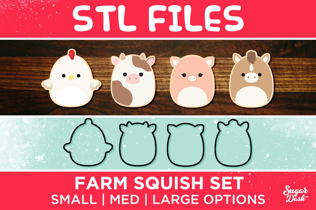 STL Farm Animal Squish Set of 4 - Chicken, Cow, Horse, Pig - Etsy