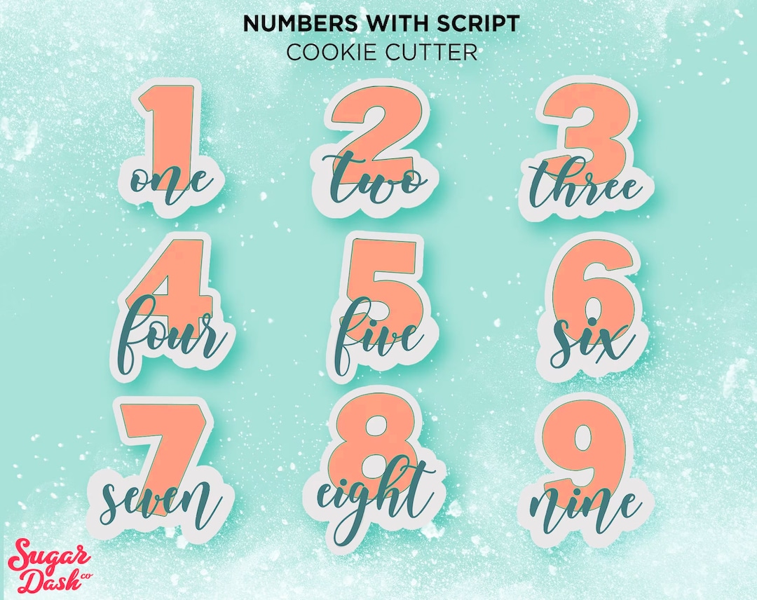 Number Script 1-9 Cookie Cutter 2, 3, 4, 5, 6, 7, 8 - Style #2 - Etsy
