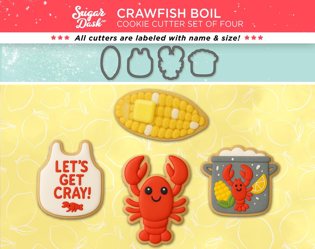 Crawfish Boil Cookie Cutter Set - Corn, Crawfish, Pot, and Bib - Etsy