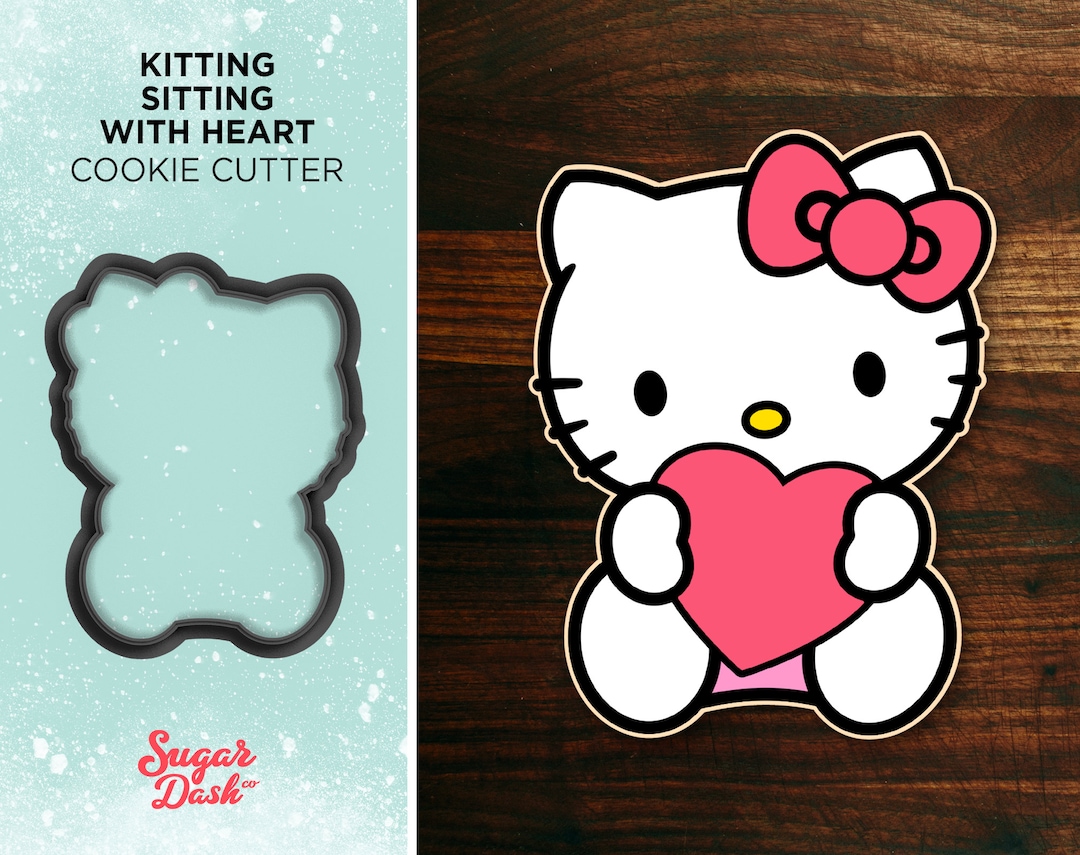 Kitty Sitting With Heart Cookie Cutter - Etsy