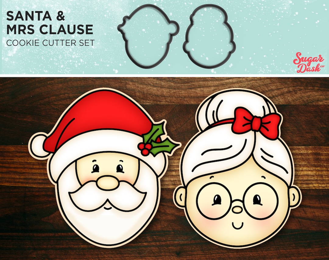 Santa and Mrs Claus - Christmas Cookie Cutter Set of Two - Etsy