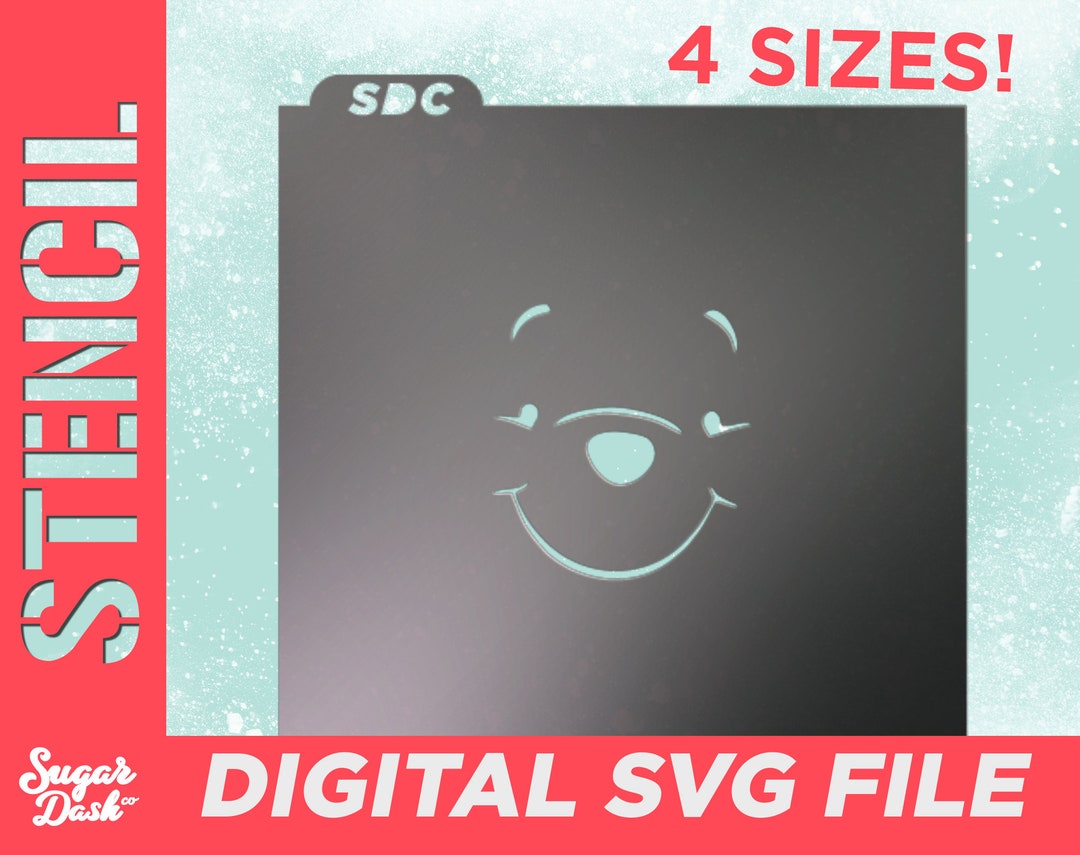 Honey Bear Face Stencil #36 - Digital SVG Files 4 Sizes - Etsy