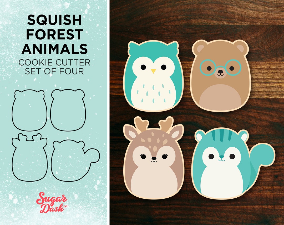 Forest Animals Squish Cookie Cutter Set | Owl, Bear, Deer and Squirrel ...