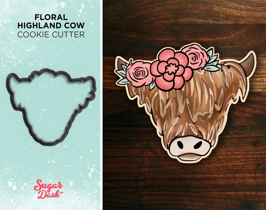 Floral Highland Cow 2 Cookie Cutter - Etsy