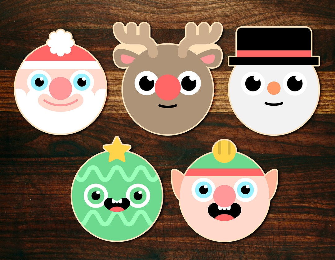 Christmas Character Heads Ornament Set| Santa, Rudolph, Snowman ...