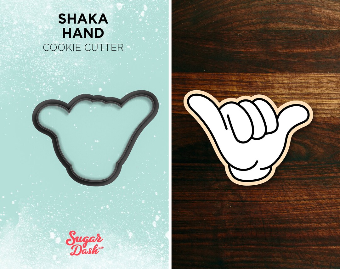 Shaka "hang Loose" Cartoon Hand Sign Cookie Cutter - Etsy