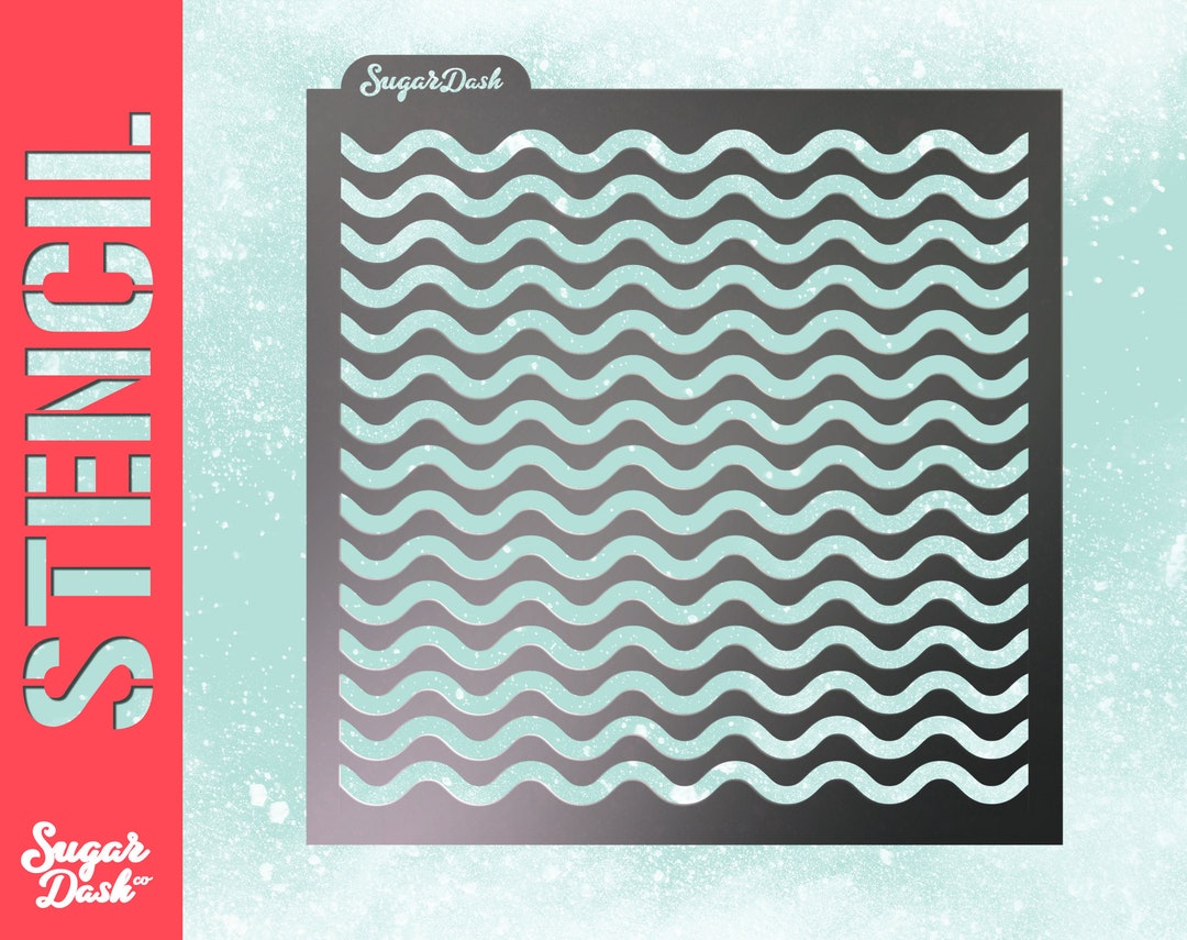 Wavy Lines Stencil #05 - Etsy