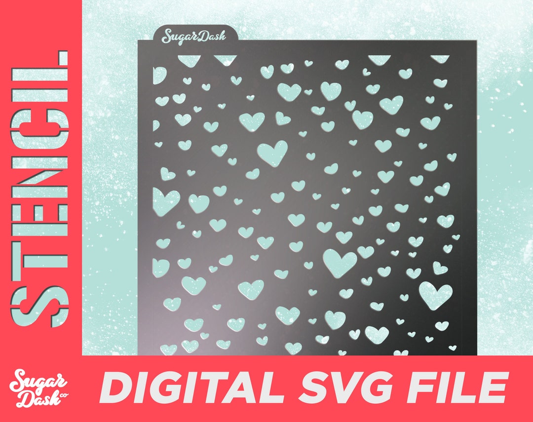 Hearts Pattern Stencil #16 - Digital SVG File - Etsy